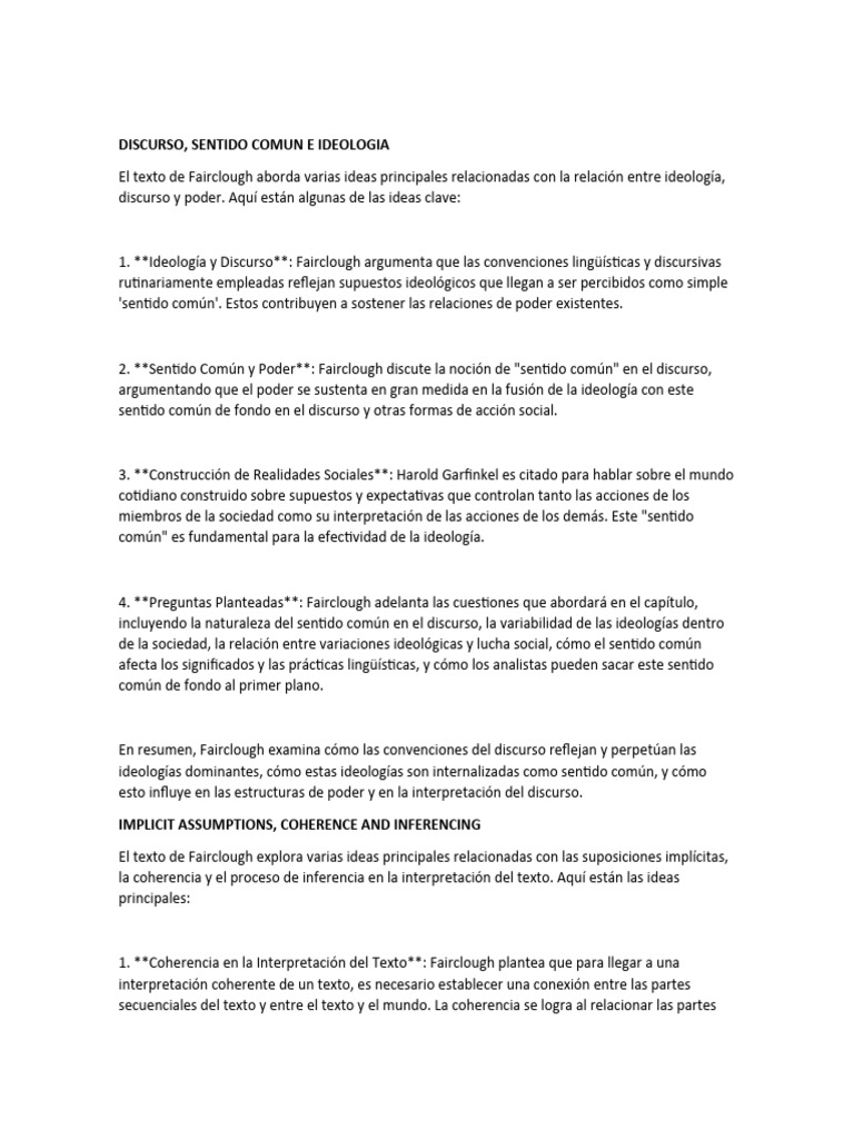 Discurso, Ideología y Poder en Fairclough | PDF | Ideologías | Sentido ...