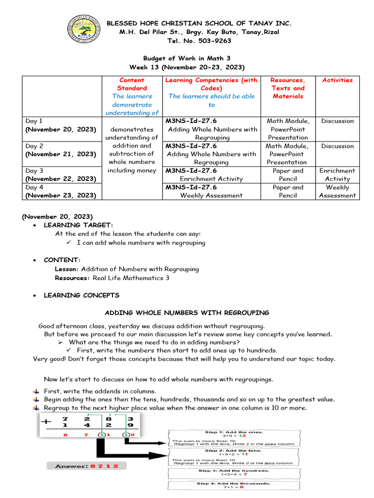 Math 3 Week 13 | PDF | Learning | Mathematics