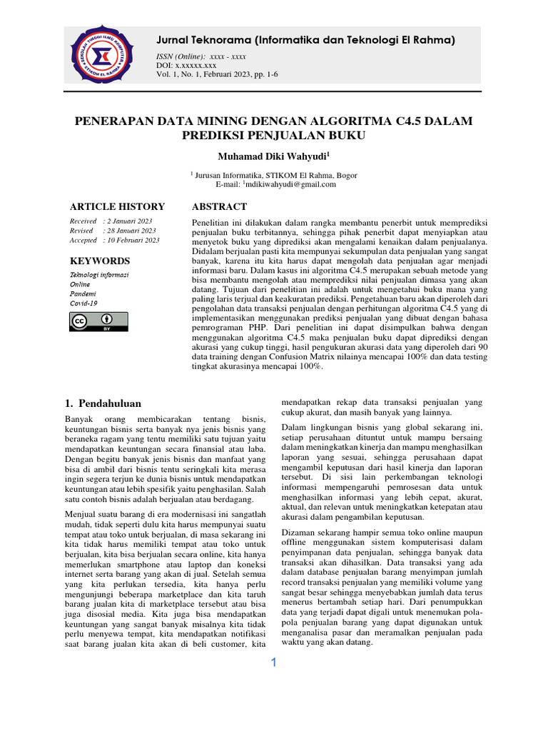 Penerapan Data Mining Dengan Algoritma C4.5 Dalam Prediksi Penjualan Buku | PDF