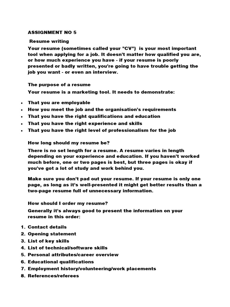 Assignment No5 Soft Skill-1 | PDF | Résumé