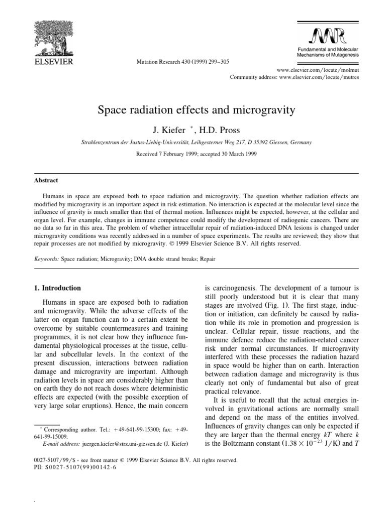 Space Radiation Effects and Microgravity | PDF | Weightlessness | Dna ...
