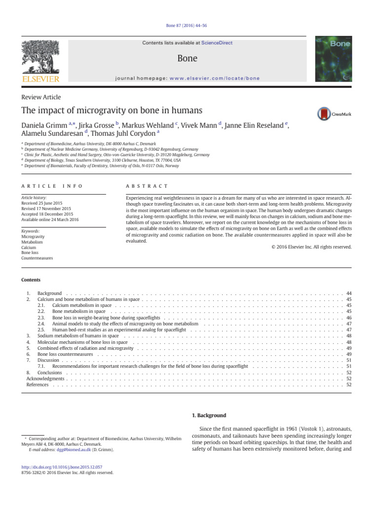 The Impact of Microgravity On Bone in Humans | PDF | Bone | Osteoblast