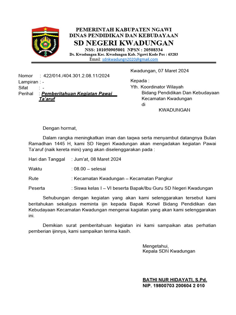 Surat Pemberitahuan Pawai | PDF