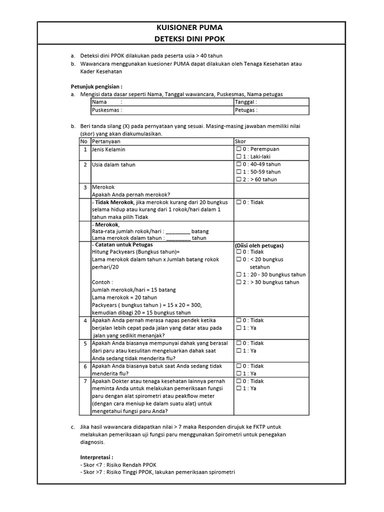 Kuisioner Puma Ppok | PDF