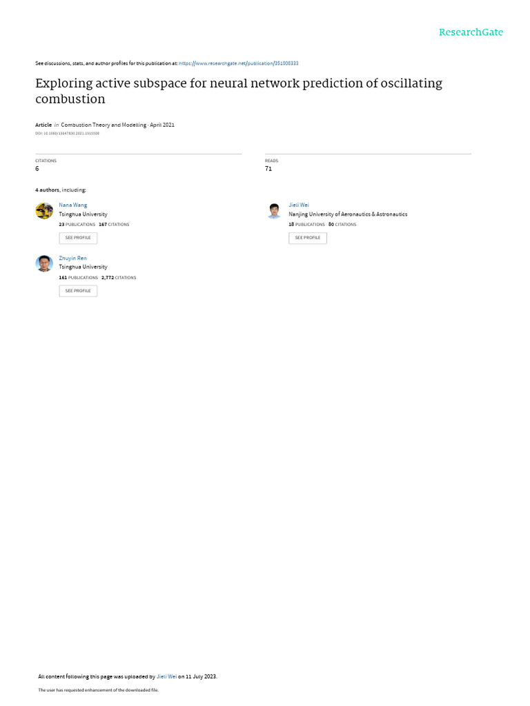 Exploring Active Subspace For Neural Network Prediction of Oscillating Combustion | PDF ...