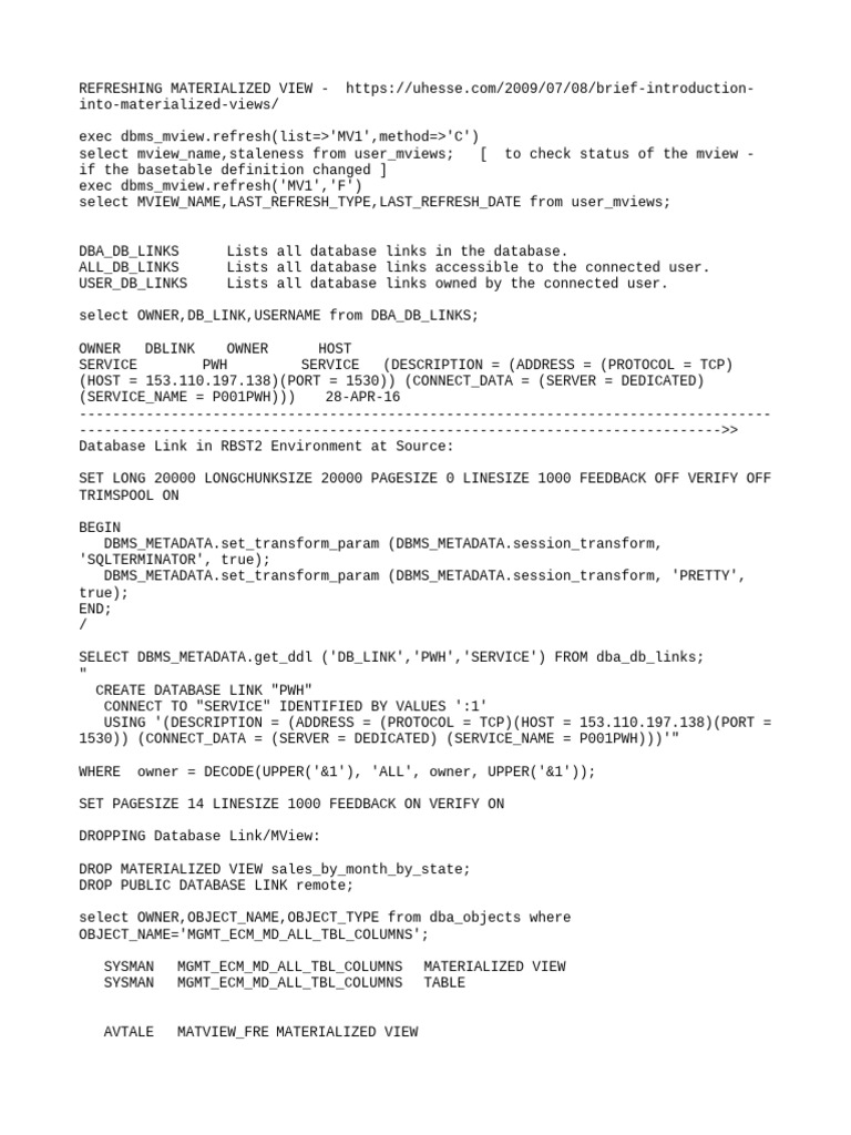 Materialized Views | PDF | Port (Computer Networking) | Databases