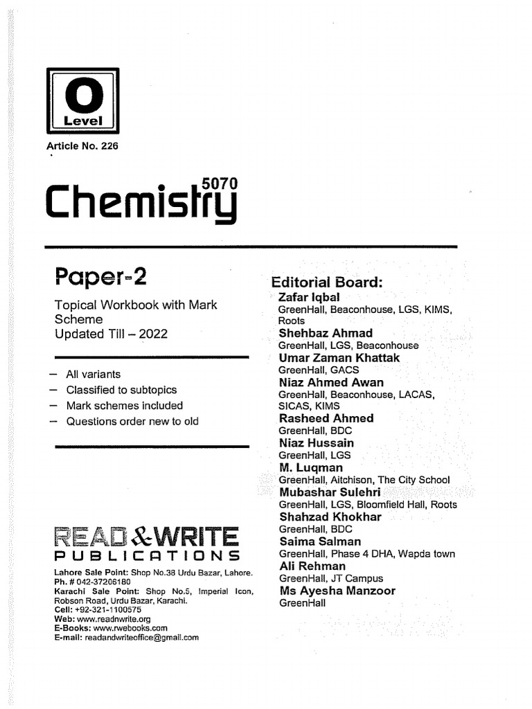 O Level Chemistry P2 Topical | PDF