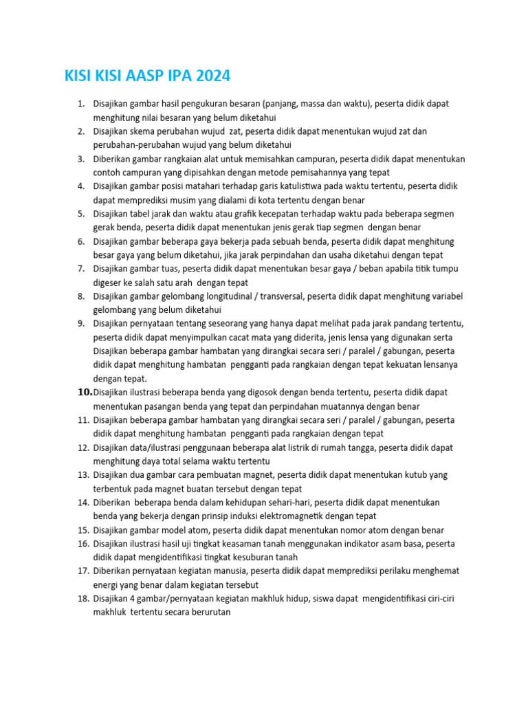Kisi-Kisi AASP IPA 2024 | PDF