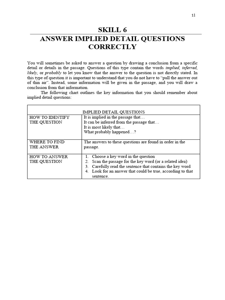 Reading Skill 6 | PDF | Vowel | Question
