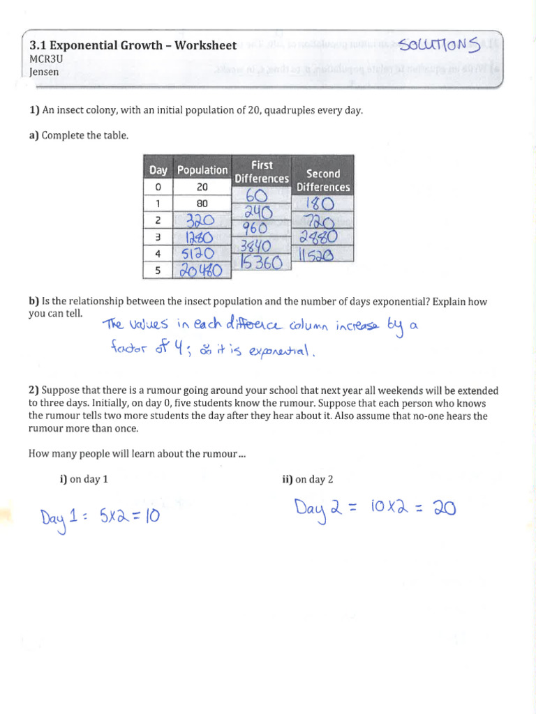 3 1+exponential+growth+worksheet+SOLUTIONS | PDF