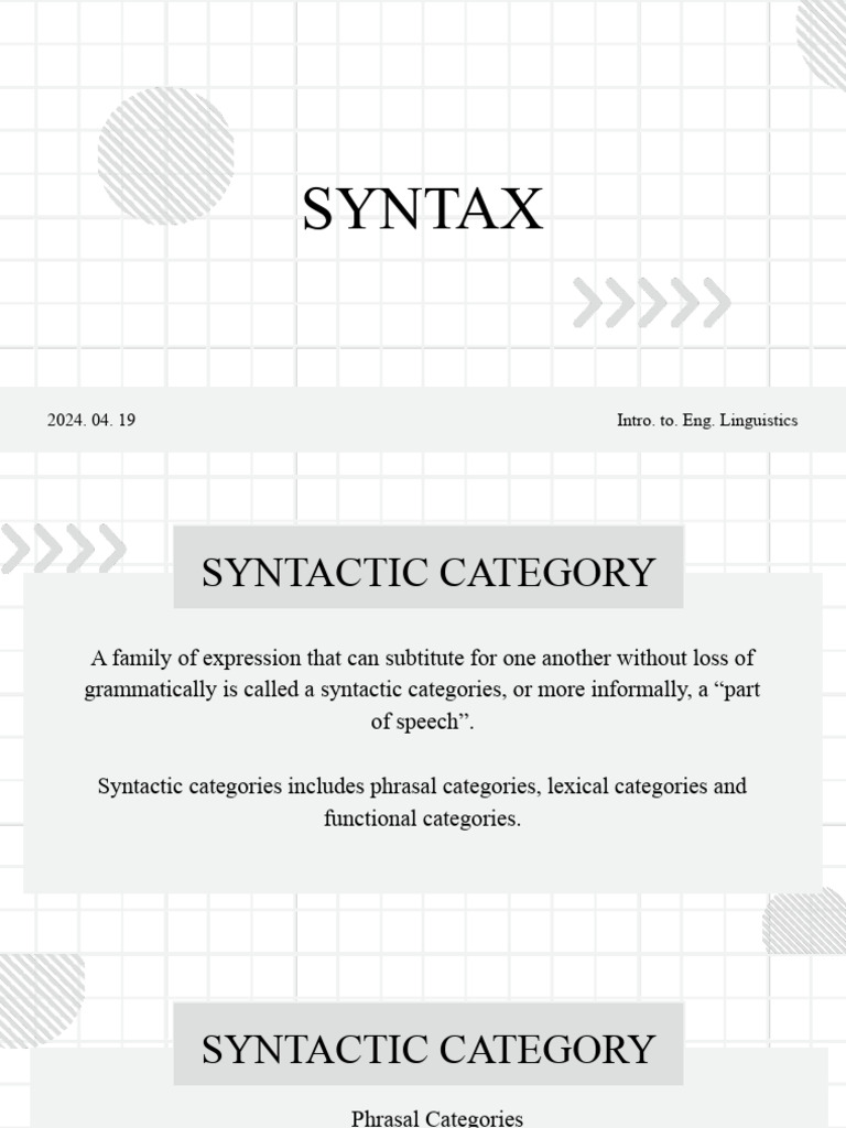 Understanding Syntactic Categories in Linguistics | PDF | Phrase | Part ...