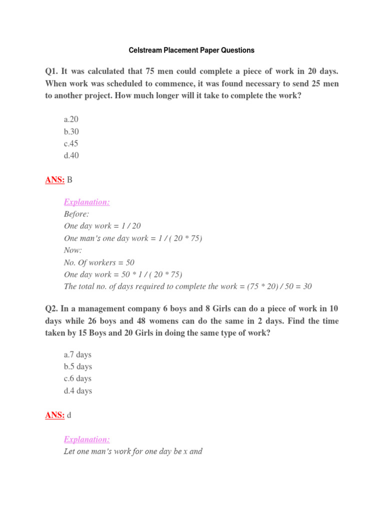 Celstream Placement Paper Questions | PDF | Economies | Money