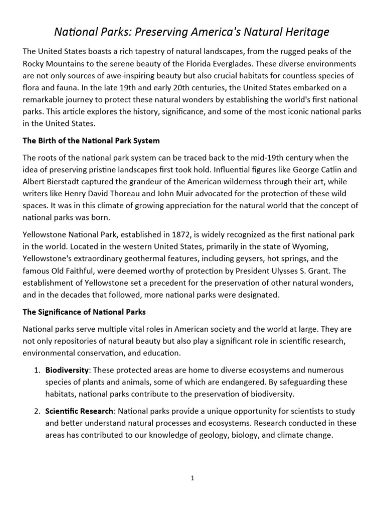 10 - National Parks - Preserving America's Natural Heritage - Ss ...