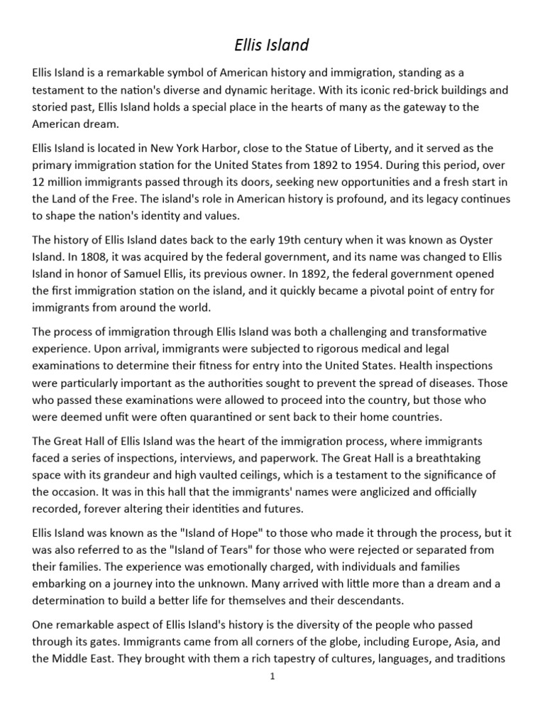 Ellis Island: Gateway to America | PDF | Immigration