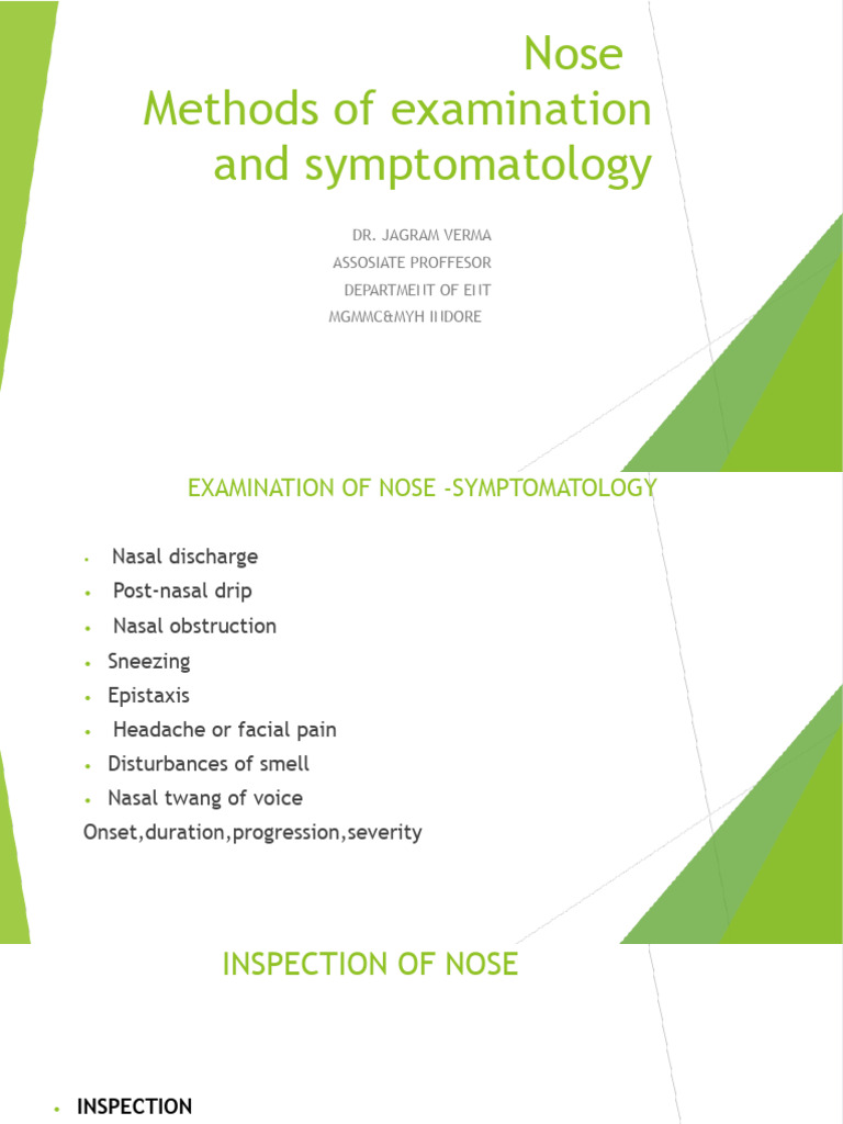 Methods of Examination of Nose | Download Free PDF | Human Nose | Human Anatomy