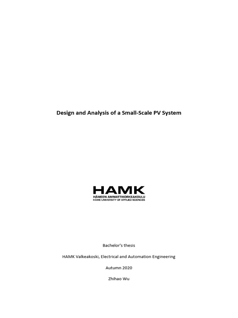 Design and Analysis of A Small-Scale PV System | PDF | Photovoltaic ...
