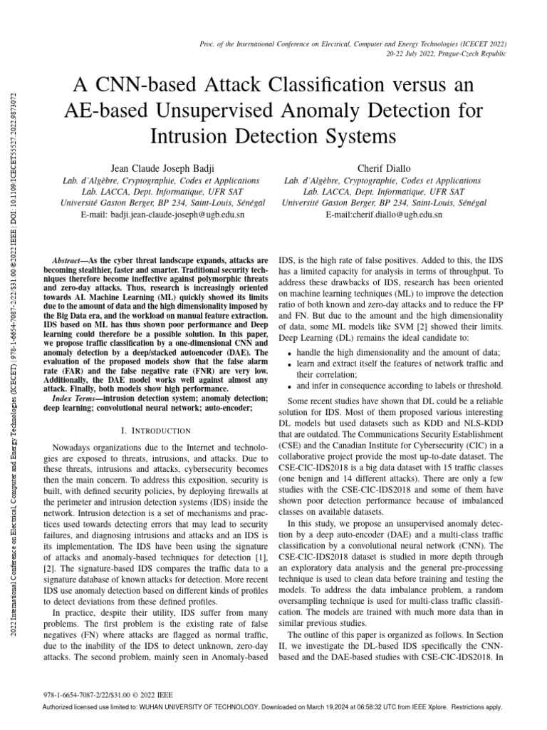 A CNN-based Attack Classification Versus An AE-based Unsupervised Anomaly Detection For ...