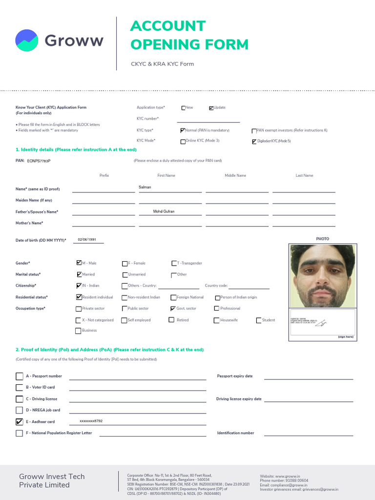 Ckyc & Kra Kyc Form | Download Free PDF | Identity Document ...