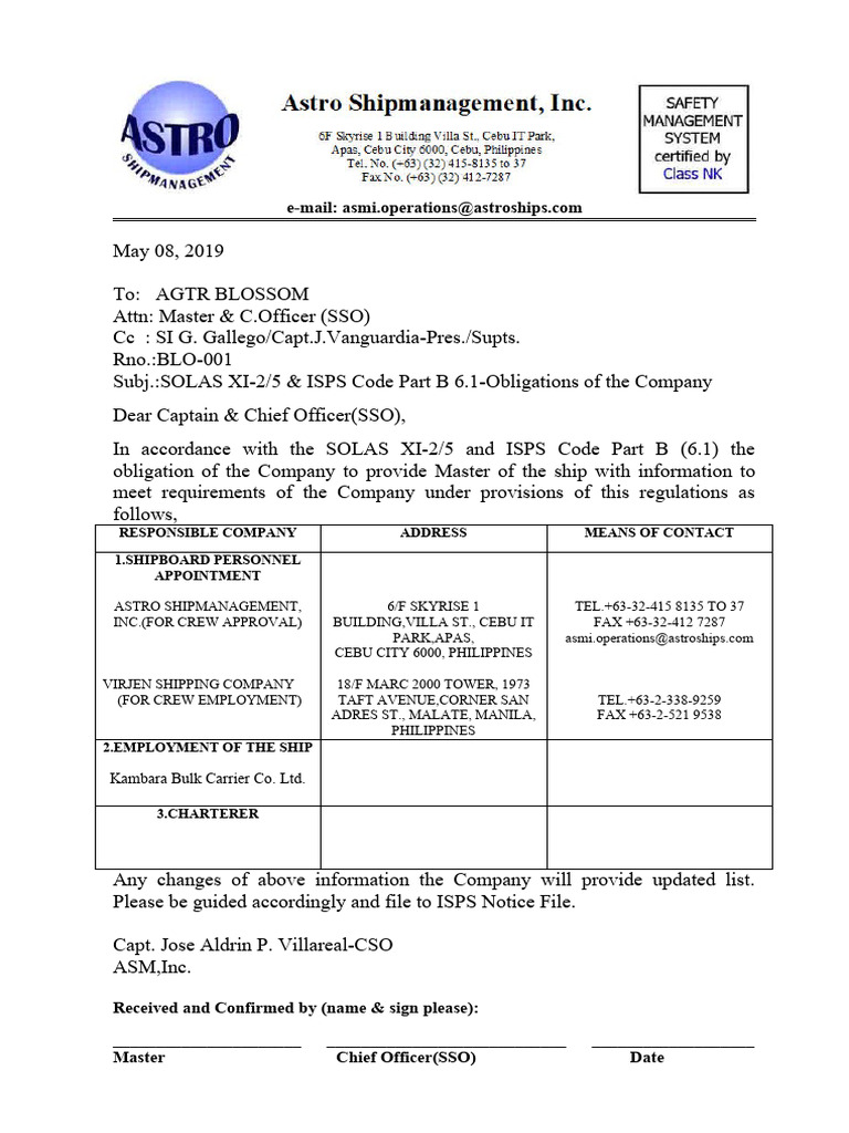 NOTICES For MASTER & SSO | PDF | Shipping | Water Transport