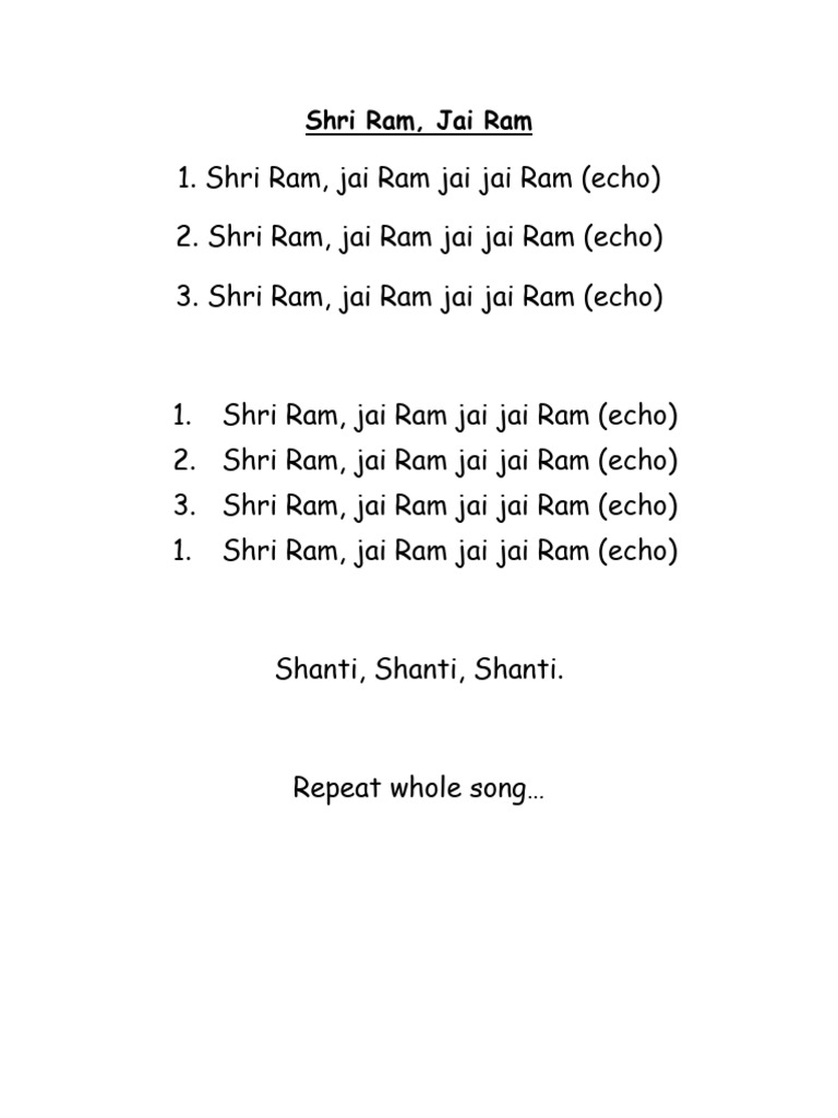 Shri Ram Jai Ram Lyrics | PDF