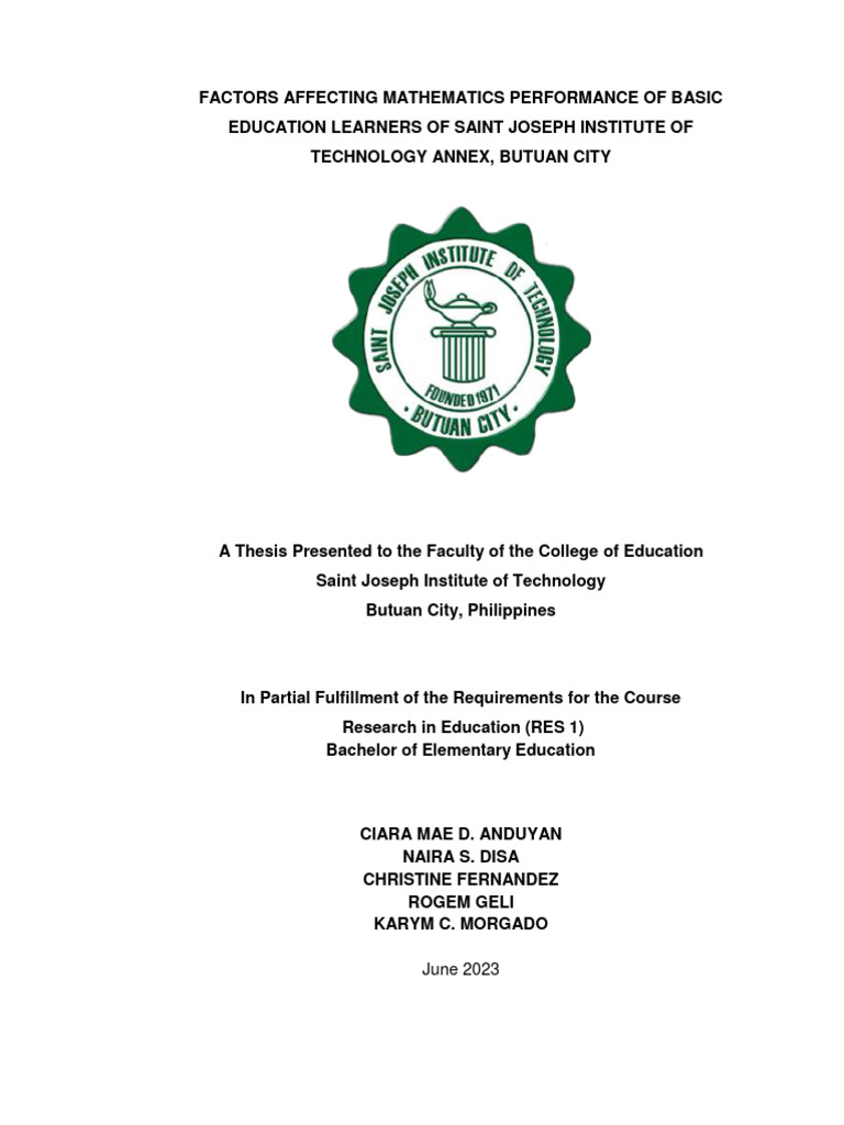 RES-1-GROUP-1-BEED-3 | PDF | Self Efficacy | Mathematics