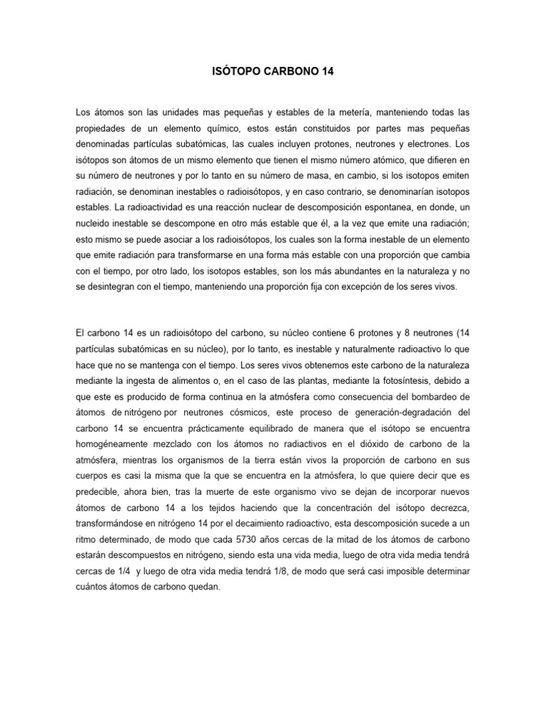 Datación por Carbono 14: Método y Uso | PDF | Desintegración ...