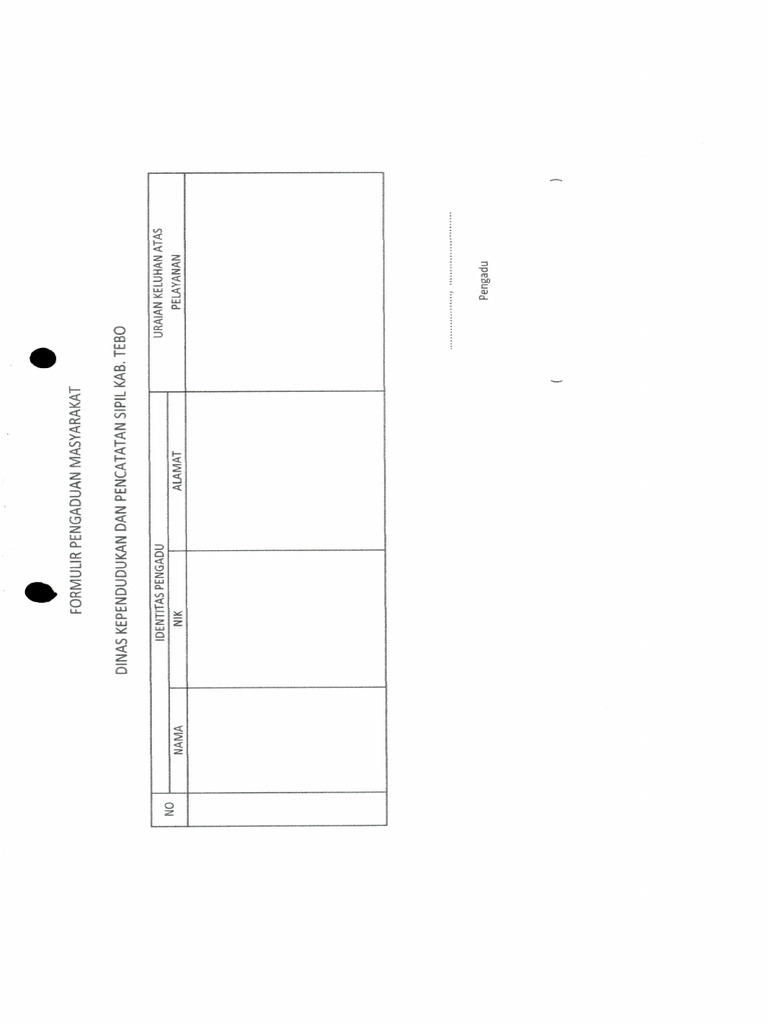 FORMULIR PENGADUAN MASYARAKAT-dukcapil Tebo | PDF