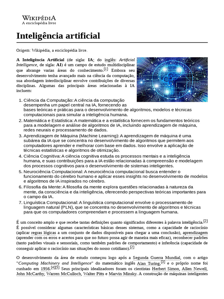 Inteligência Artificial Pdf Inteligência Artificial Inteligência