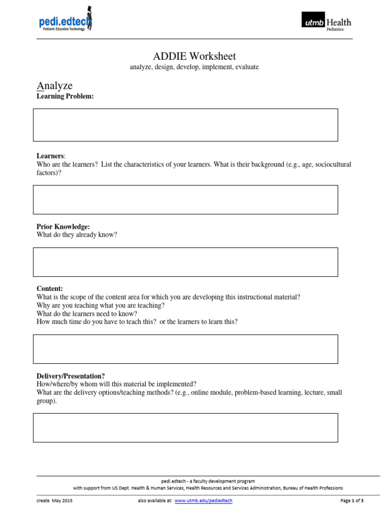 ADDIE Worksheet Final | Download Free PDF | Educational Technology ...
