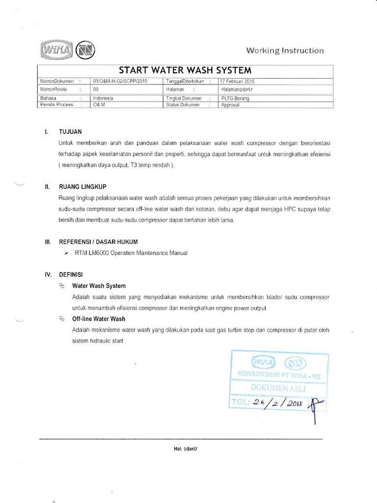 Panduan Water Wash Compressor | PDF