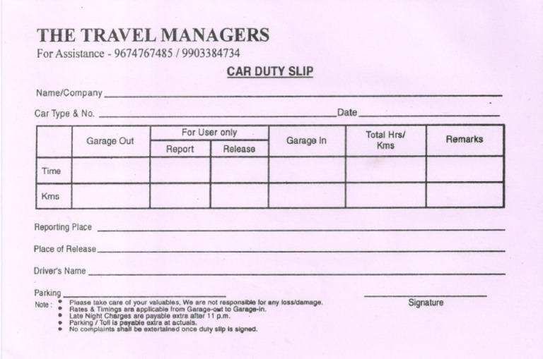 Duty Slip | PDF