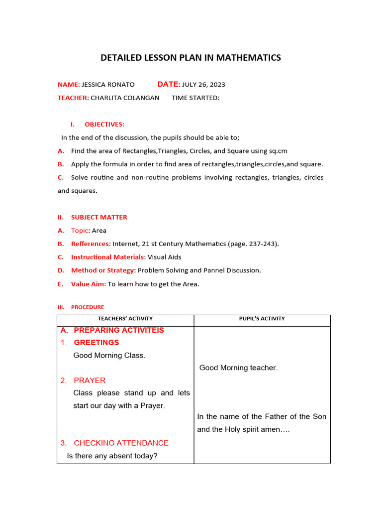 LP in Math | PDF | Area | Euclidean Geometry