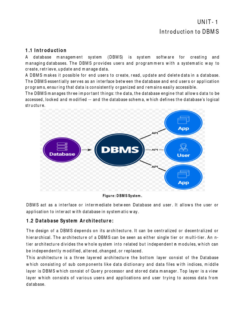 Dbms - Notes Unit 1 1 | PDF | Databases | Data Model Dbms - Notes Unit 1 1 | PDF | Databases | Data Model