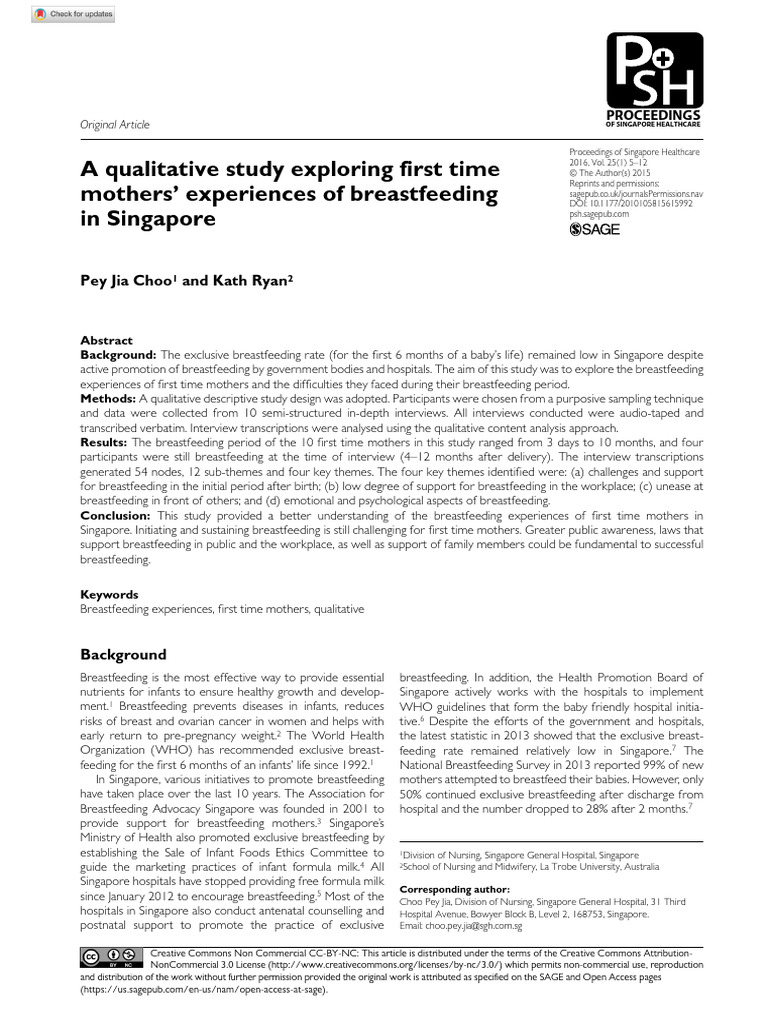 A Qualitative Study Exploring First Time | PDF | Breastfeeding | Breast ...
