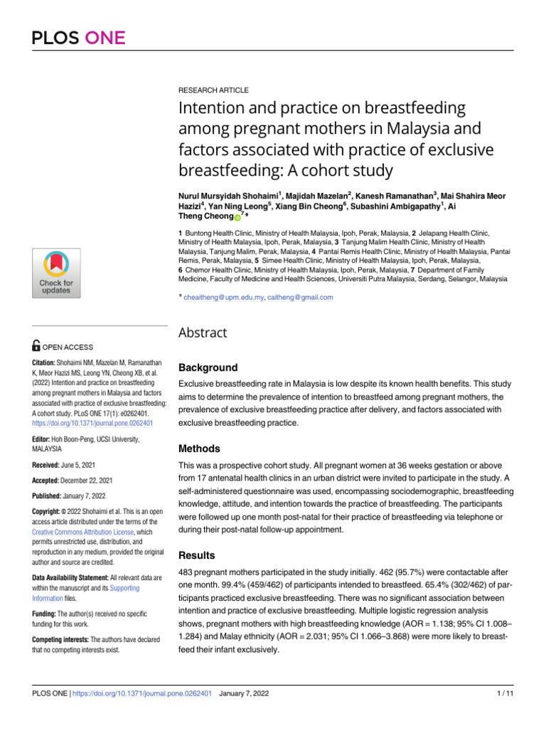 Intention and Practice On Breastfeeding | PDF | Breastfeeding | Breast Milk