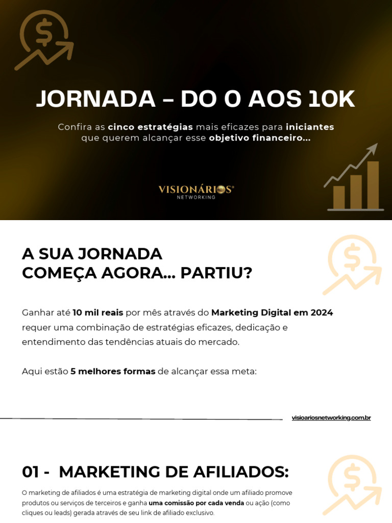 JORNADA DO ZERO AOS 10k - 5 Formas Validadas para Chegar Lá | PDF | Marketing | Marketing digital