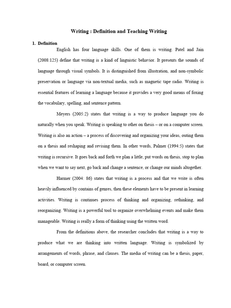 Writing - Definition and Teaching Writing | PDF | Learning | Second Language