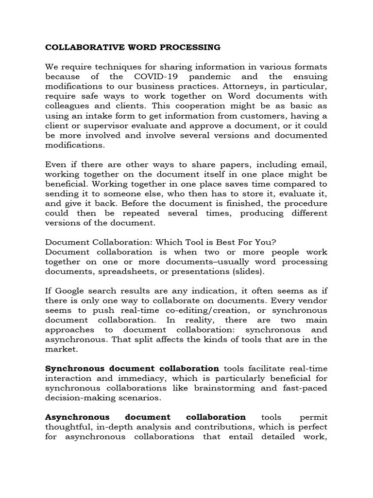 Collaborative Word Processing | PDF | Instant Messaging | Web Conferencing