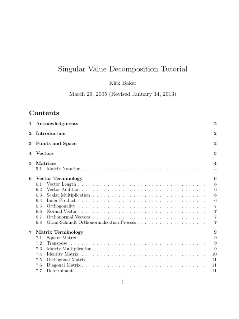 Singular Value Decomposition Tutorial | Download Free PDF | Eigenvalues And Eigenvectors ...