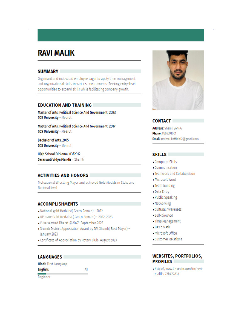 Resume Ravi | PDF