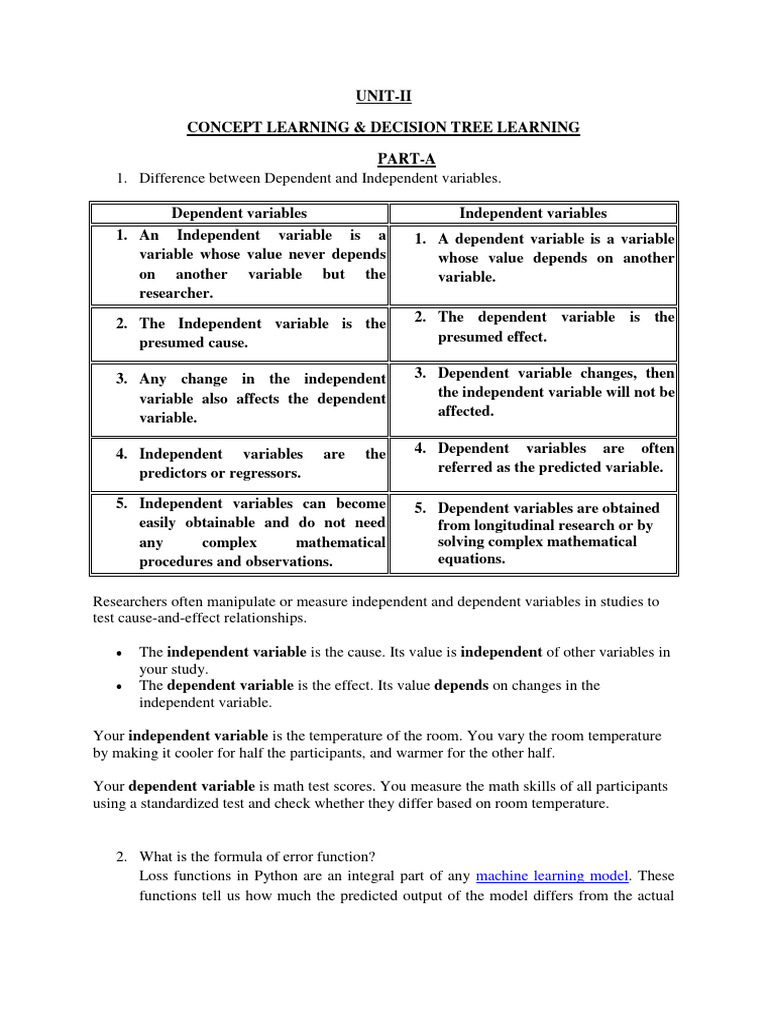 Unit 2 - Part A - B - C | PDF | Statistical Classification | Mean Squared Error