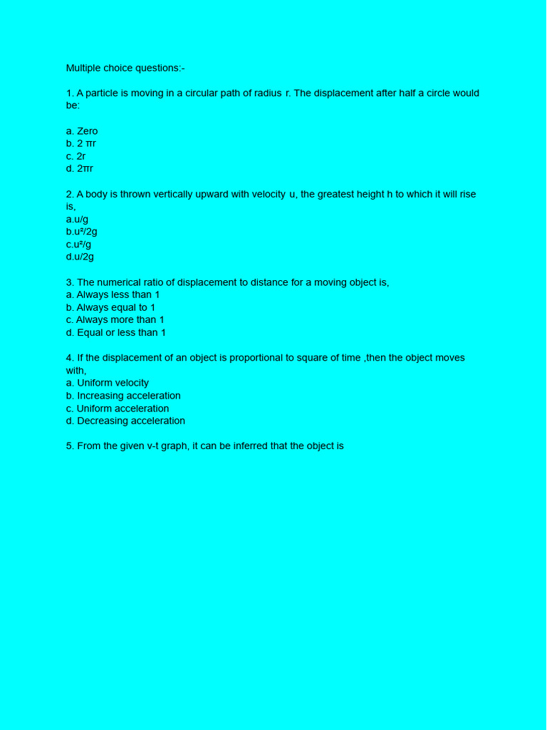 Class 9 Revised Questions Bank - MOTION | PDF | Acceleration | Velocity