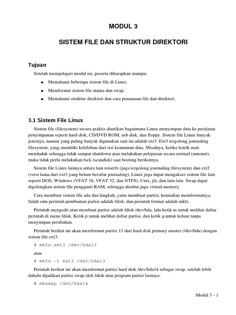 Penamaan File di Linux dan Struktur Direktori | PDF | Komputer