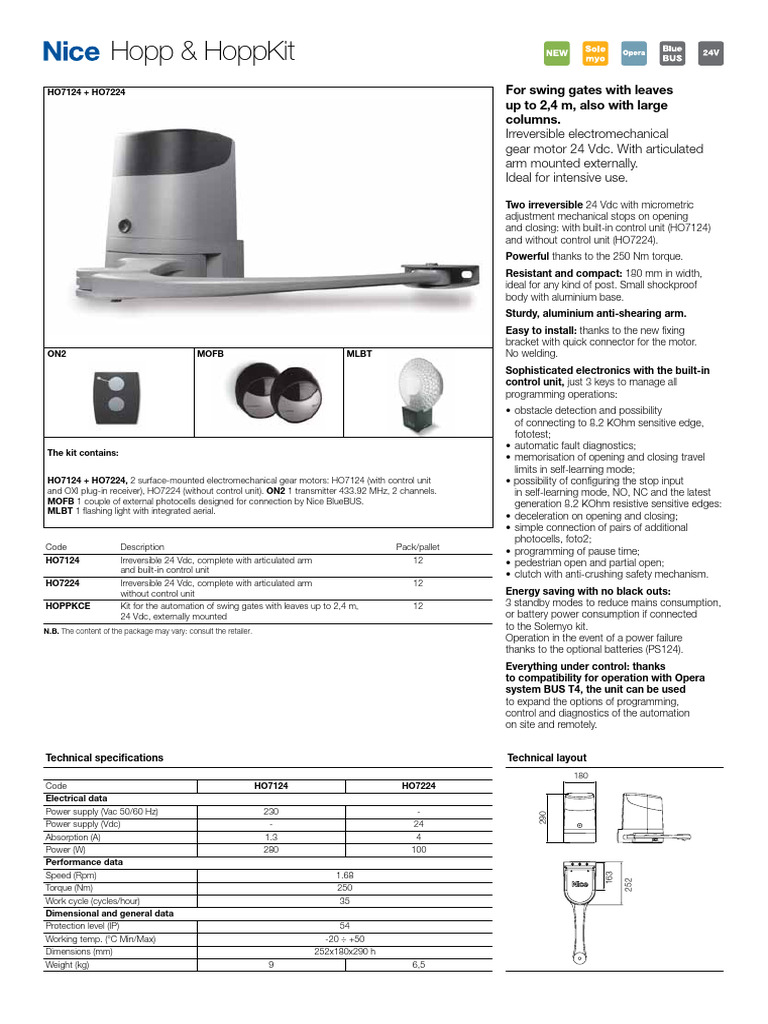Manual Instalare Nice HoppKit | PDF | Automation | Electric Motor