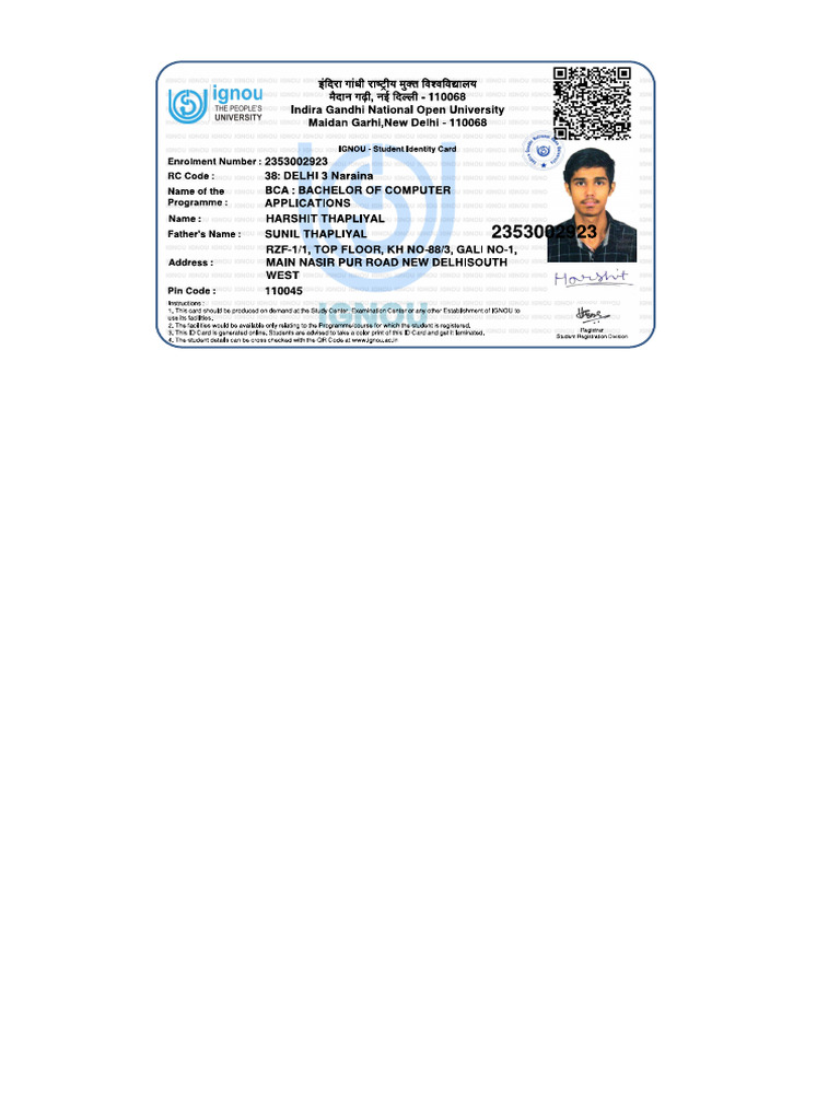 Harshit ID Card | PDF