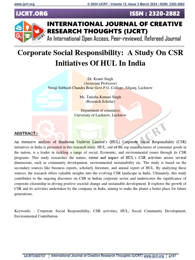 HUL's CSR Initiatives in India | PDF | Corporate Social Responsibility