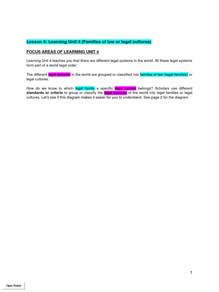 Lesson 4 - Focus Areas and Diagram | PDF | Civil Law (Legal System ...