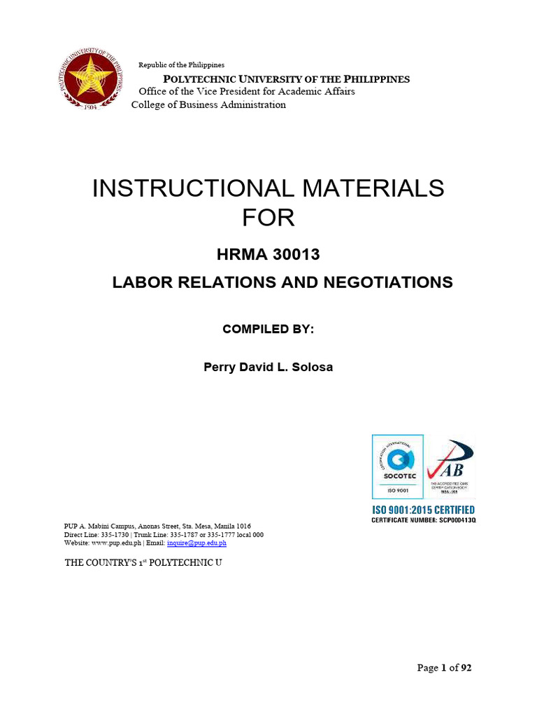 Labor Relations & Negotiations Guide | PDF | Cost Of Living | Employment