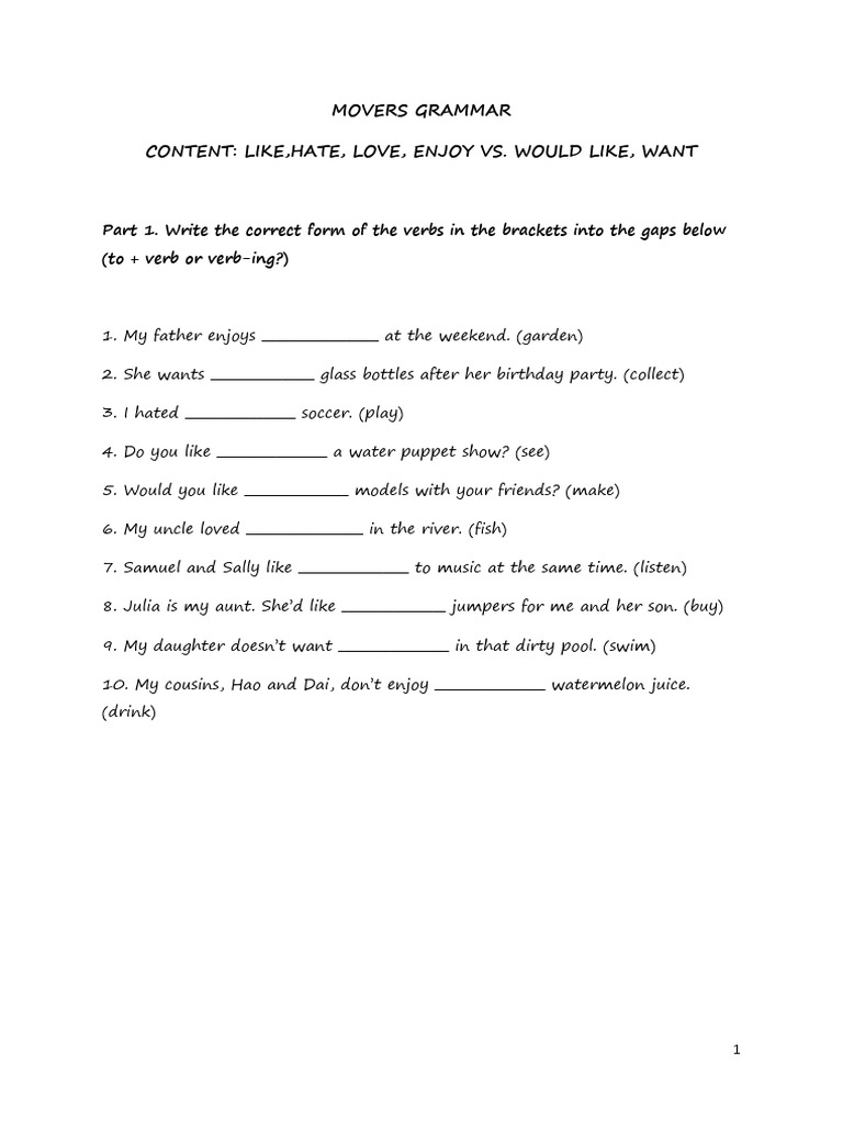 Movers Grammar | PDF | Language Arts & Discipline