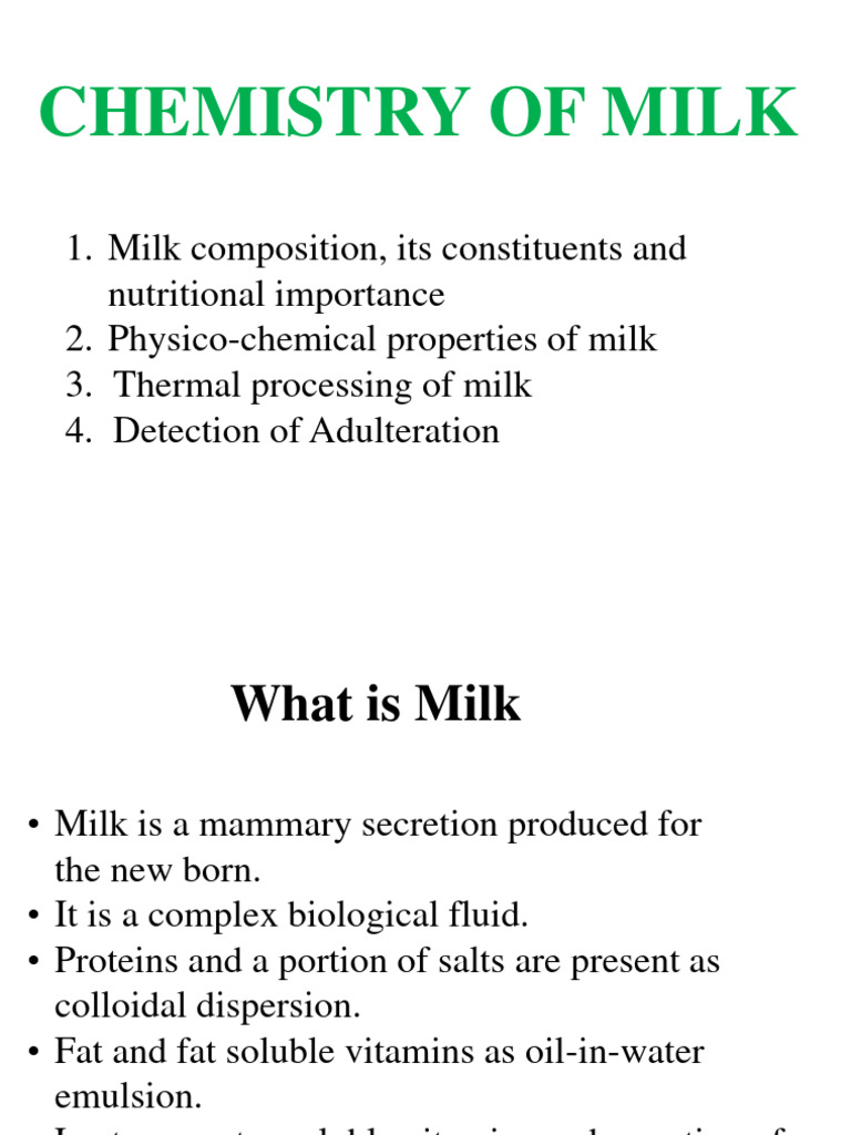 Chemistry of Milk | Download Free PDF | Milk | Breast Milk